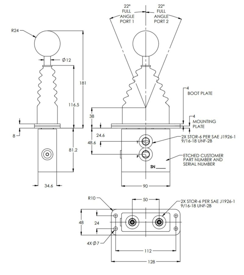 SLH Single Axis Hydraulic Joysticks | QP Hydraulics